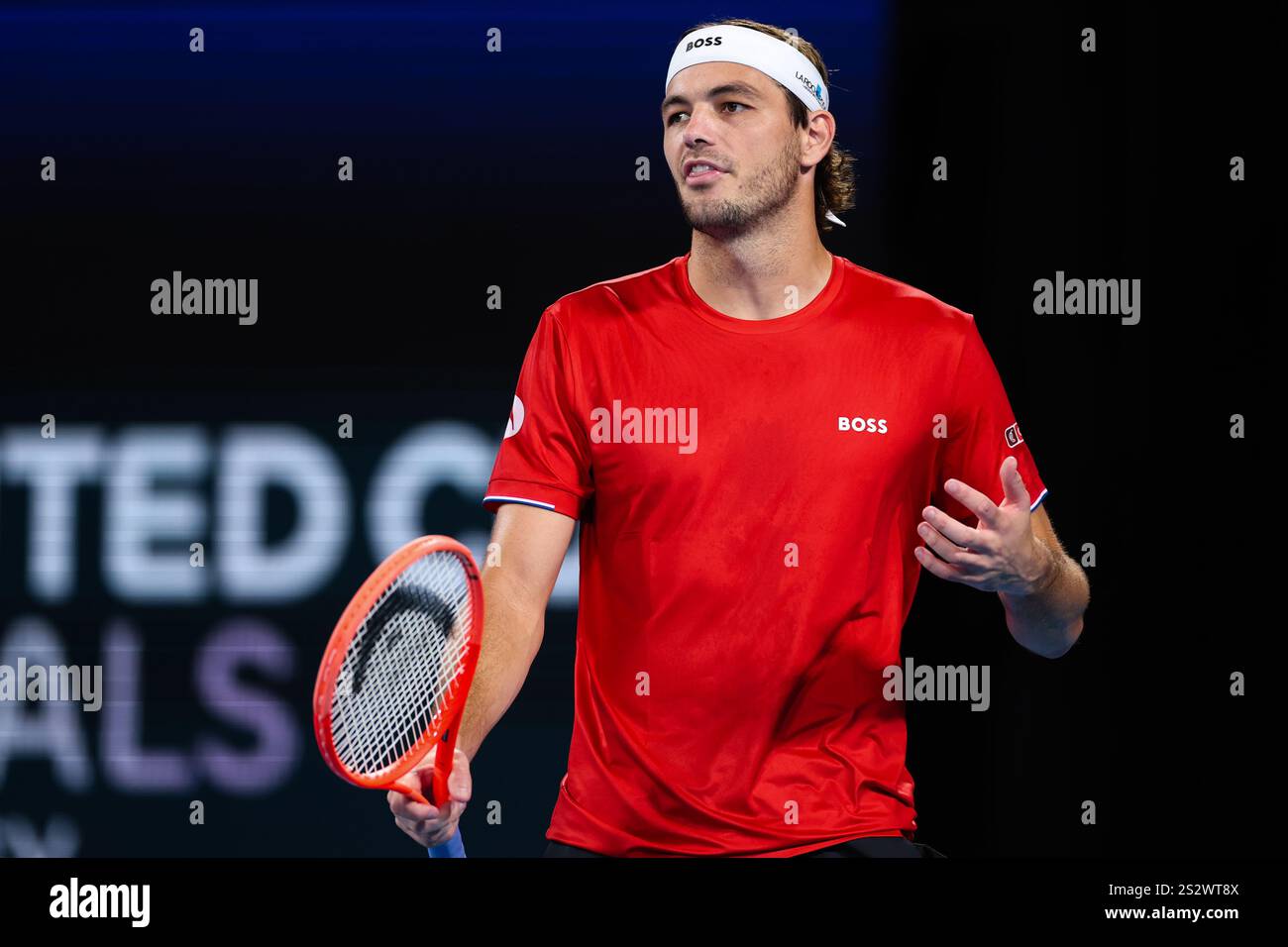 Sydney, Australia. 05th Jan, 2025. Taylor Fritz of Team USA reacts to ...