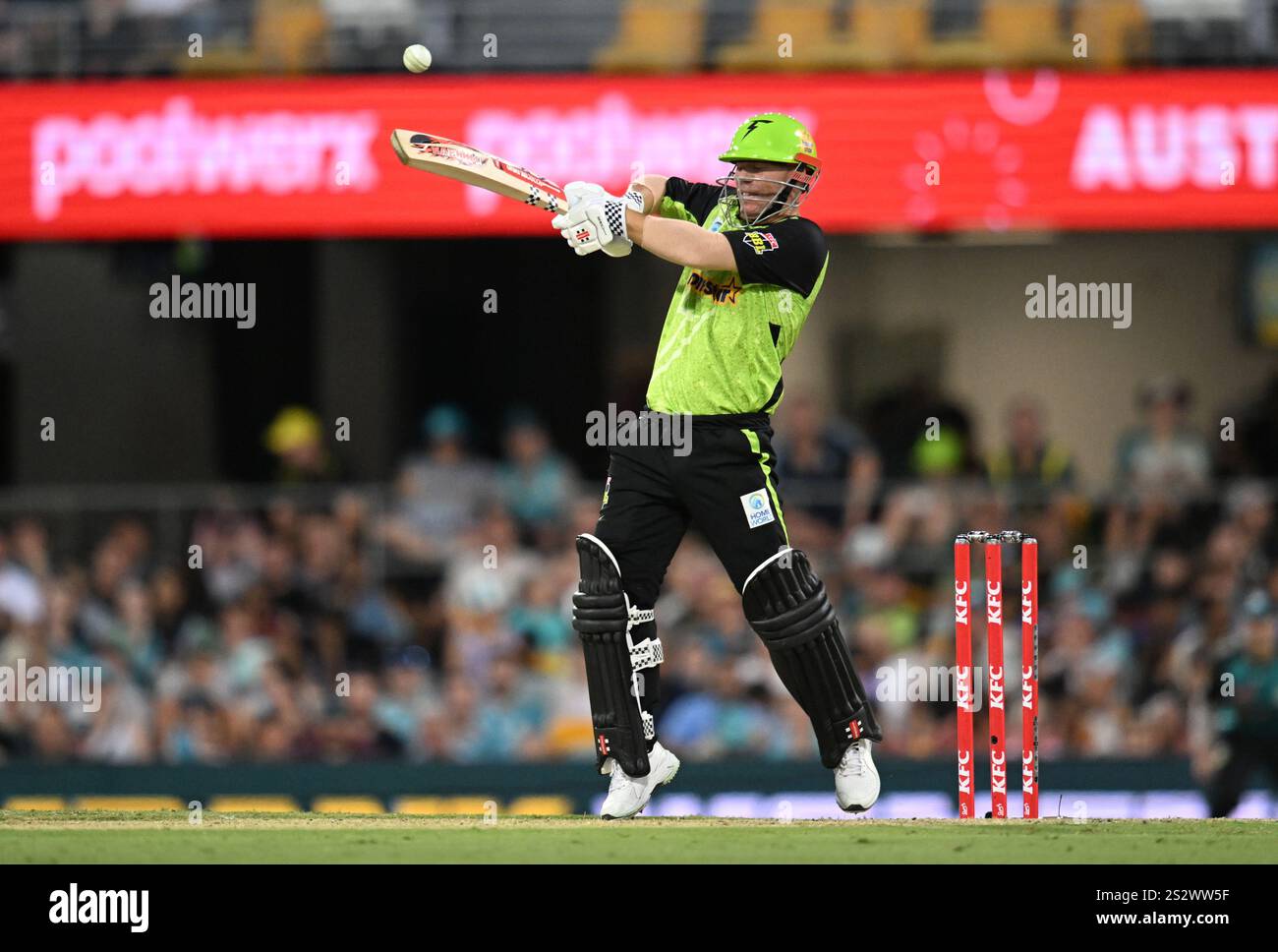 David Warner of the Thunder in action during the Big Bash League match ...