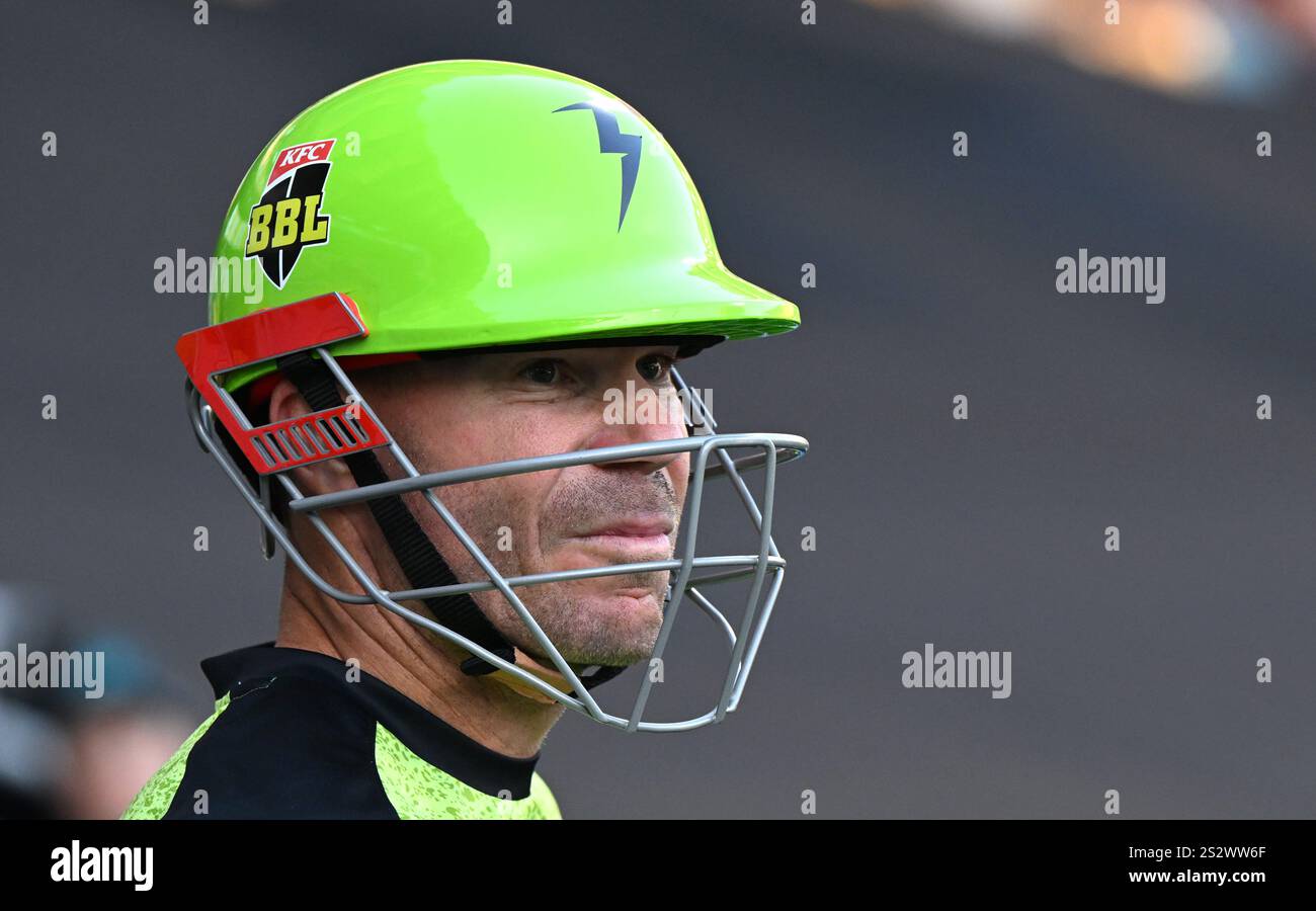 Brisbane, Australia. 06th Jan, 2025. David Warner of the Thunder is ...
