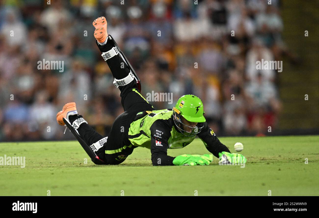 Brisbane, Australia. 06th Jan, 2025. Sam Billings of the Thunder fails ...