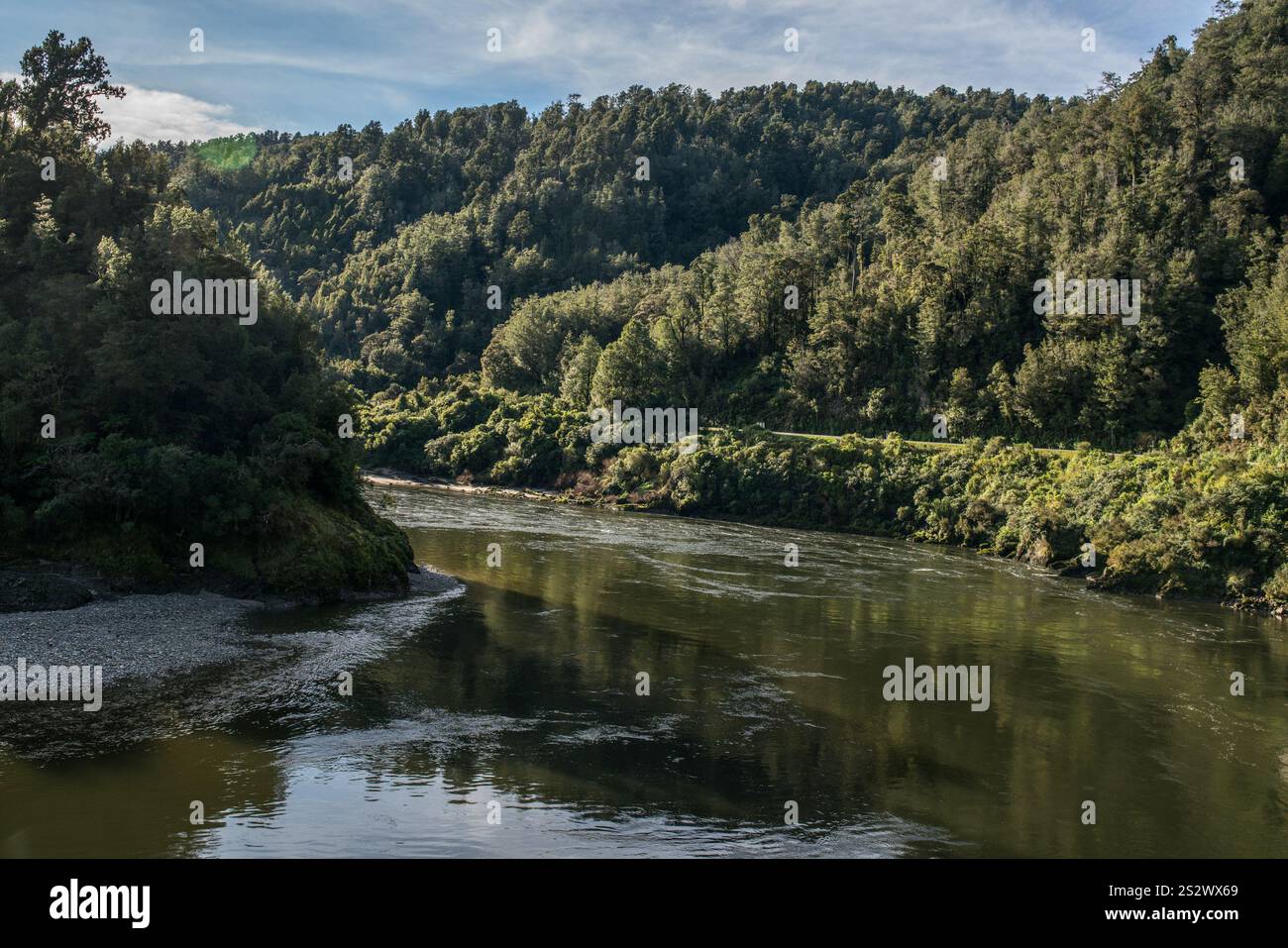 River scenery in the Lower Buller gorge between Westport and Inangahua ...