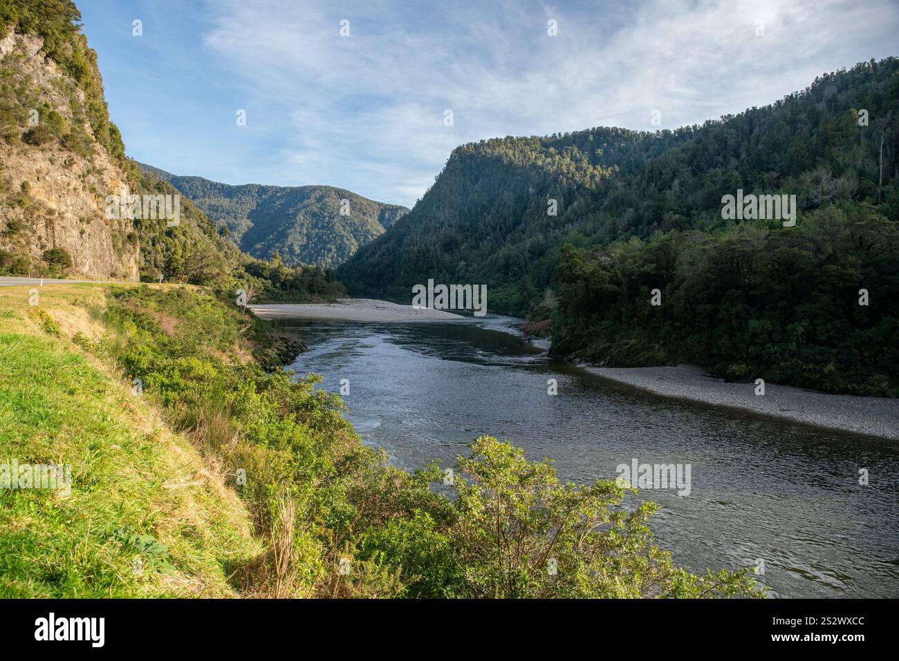 River scenery in the Lower Buller gorge between Westport and Inangahua ...