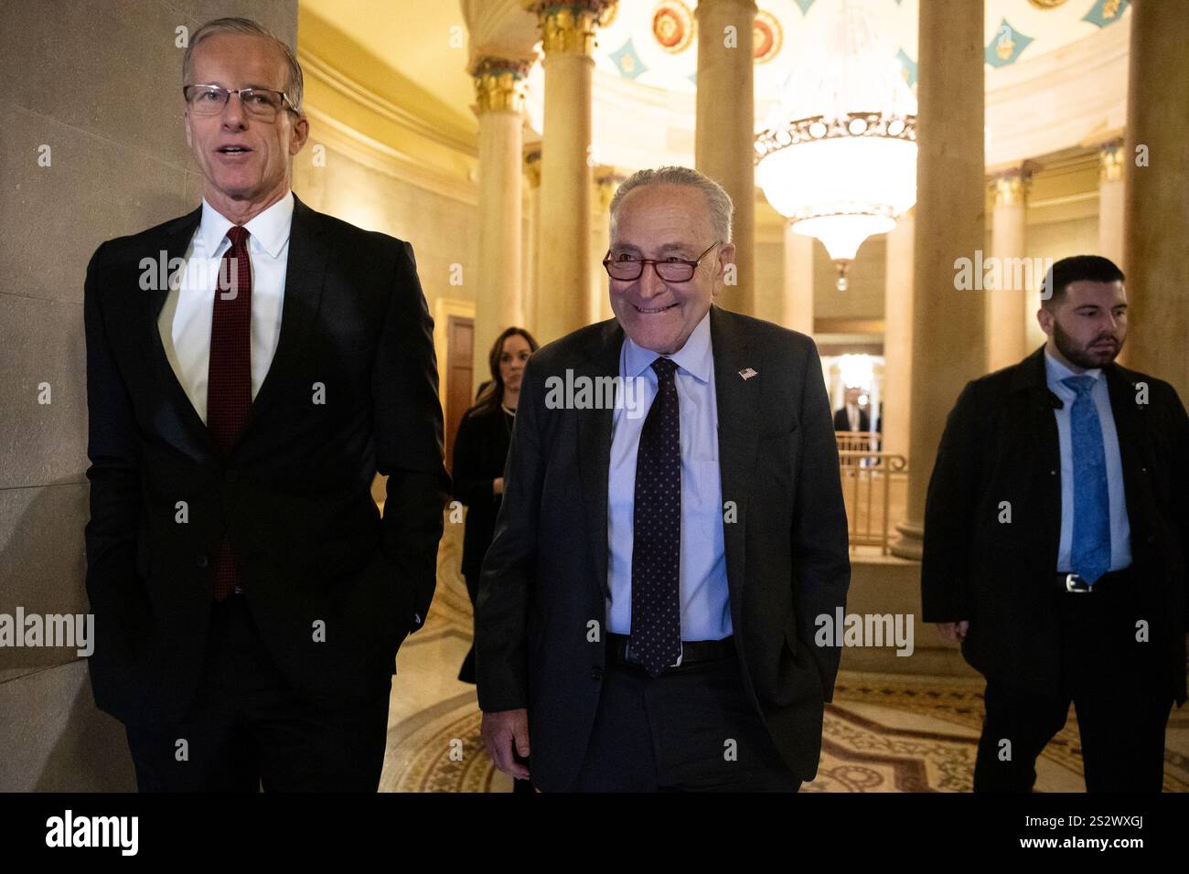 Senate Majority Leader John Thune (R-S.D.) and Senate Minority Leader ...
