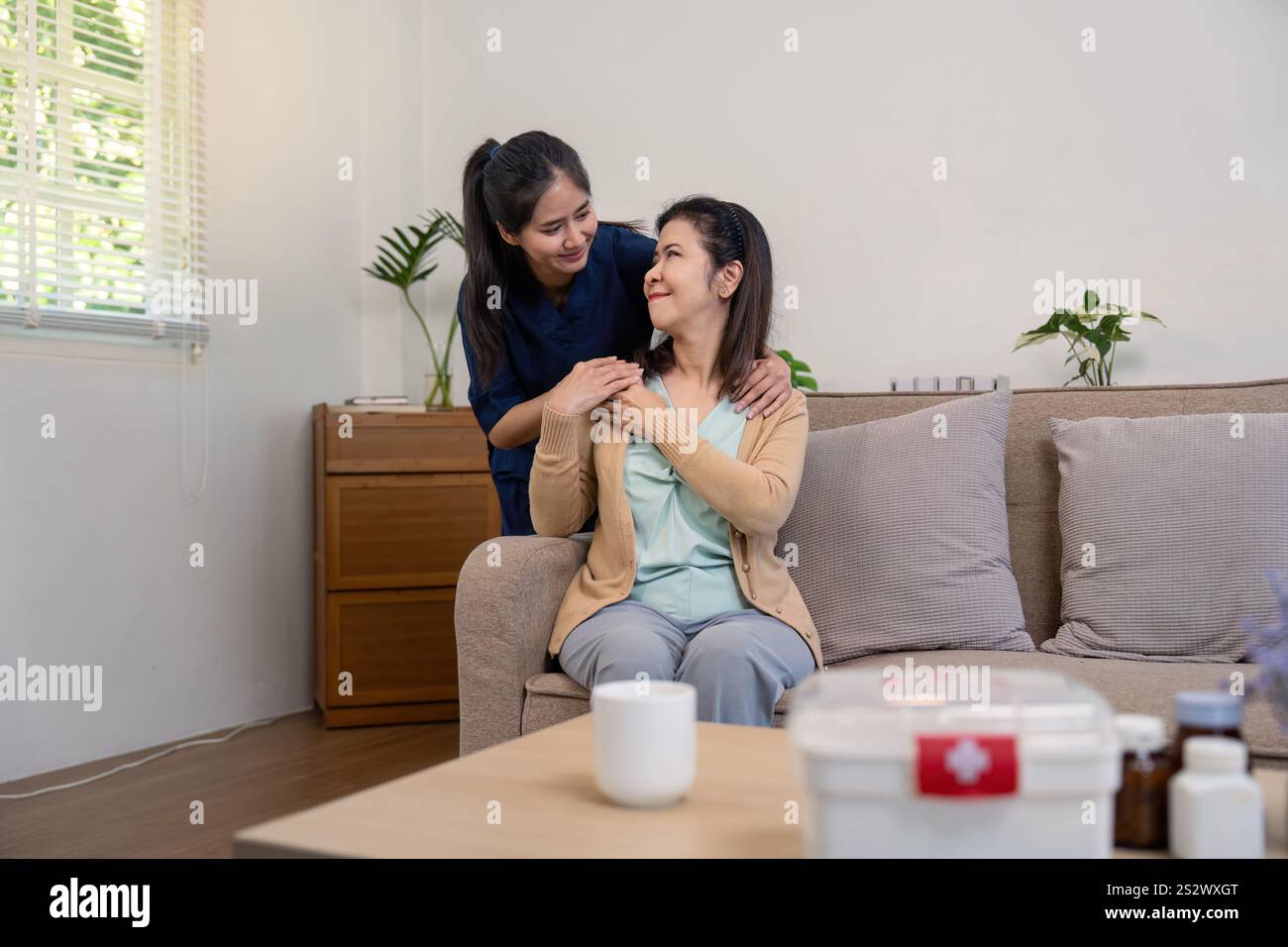 Emotional support interaction living room portrait compassionate ...