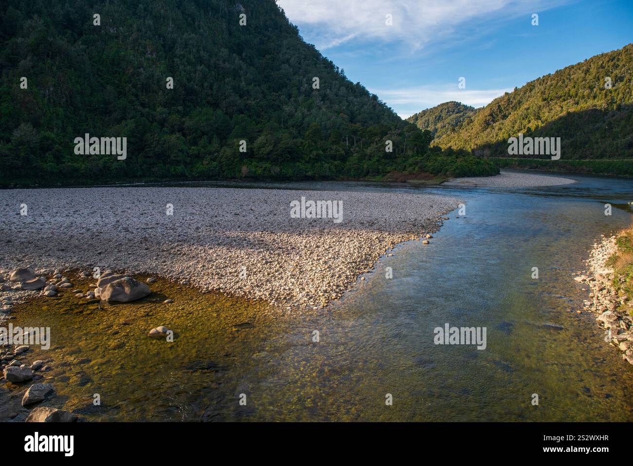 River scenery in the Lower Buller gorge between Westport and Inangahua ...