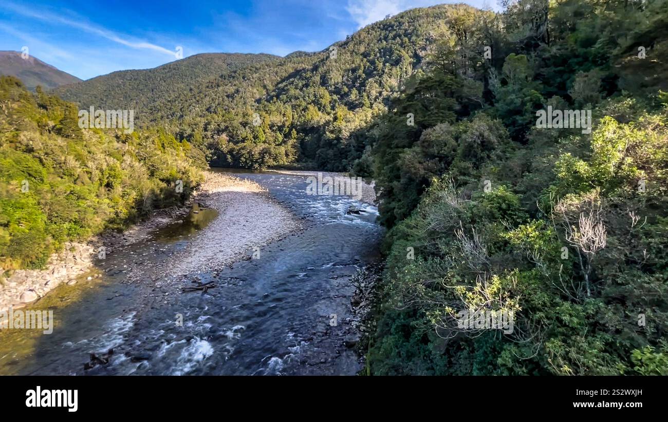 River scenery in the Lower Buller gorge between Westport and Inangahua ...