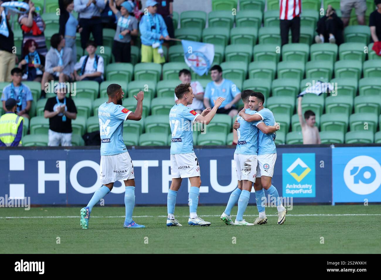 Benjamin Mazzeo celebrates a goal scored of Melbourne City FC during ...