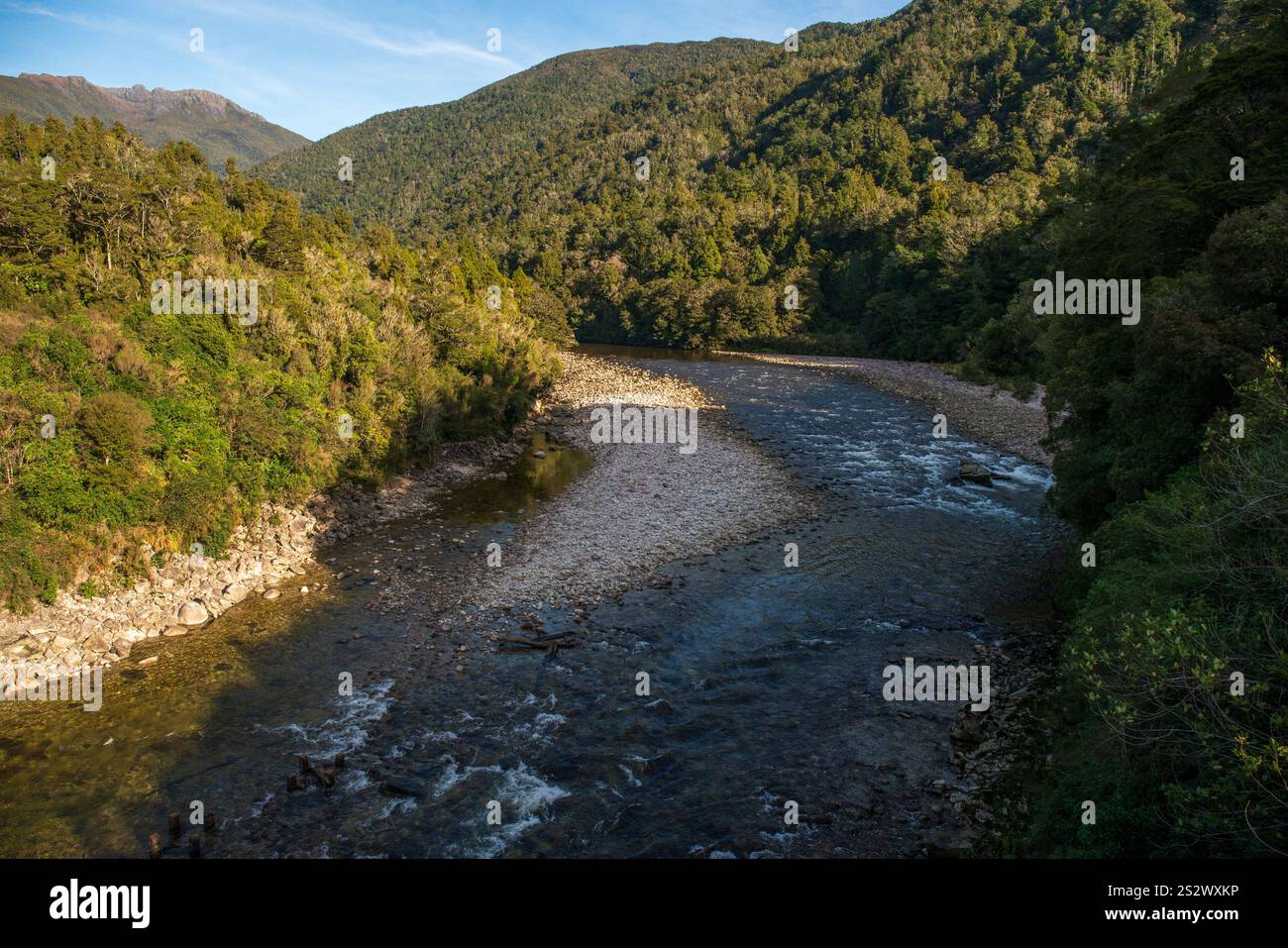 River scenery in the Lower Buller gorge between Westport and Inangahua ...