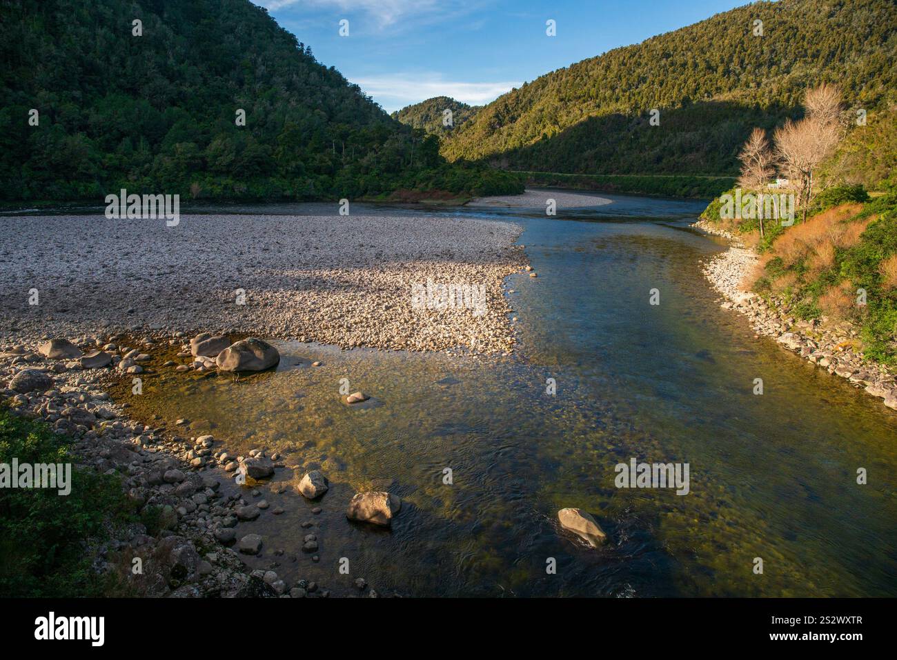 River scenery in the Lower Buller gorge between Westport and Inangahua ...