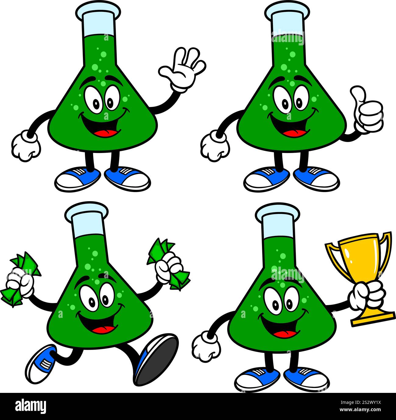 Chemistry Flask Character Set, Hand Drawn Vector illustration, Isolated ...