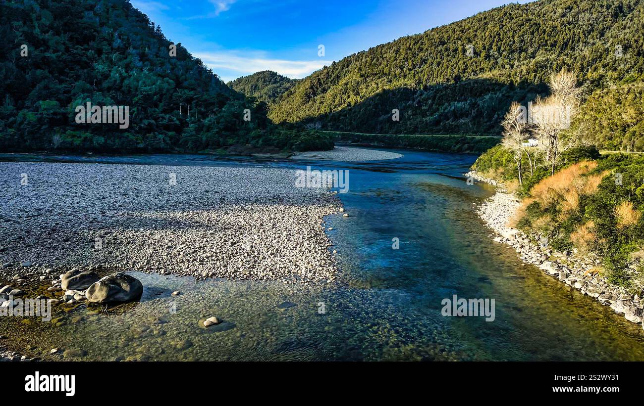 River scenery in the Lower Buller gorge between Westport and Inangahua ...