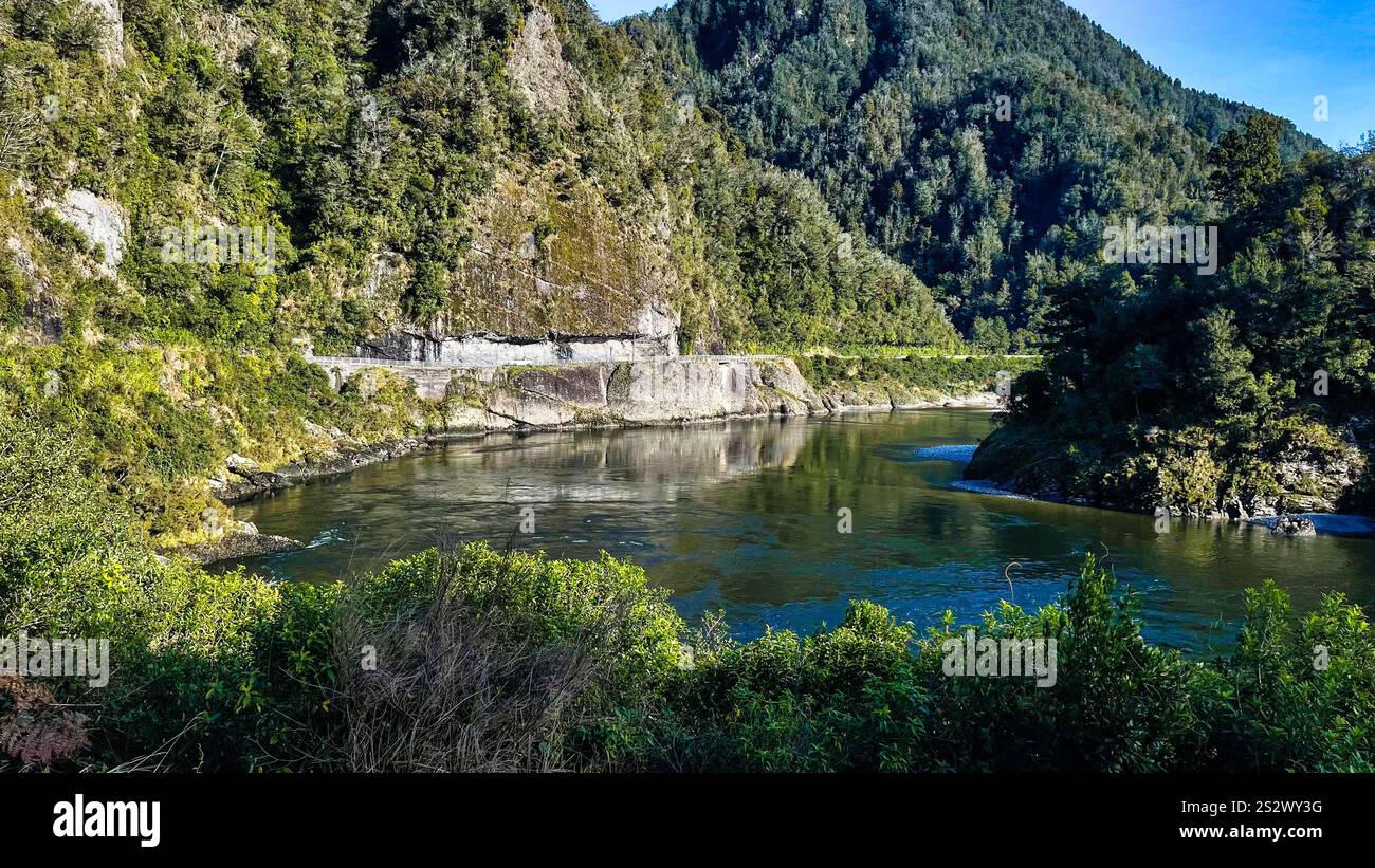 River scenery in the Lower Buller gorge between Westport and Inangahua ...