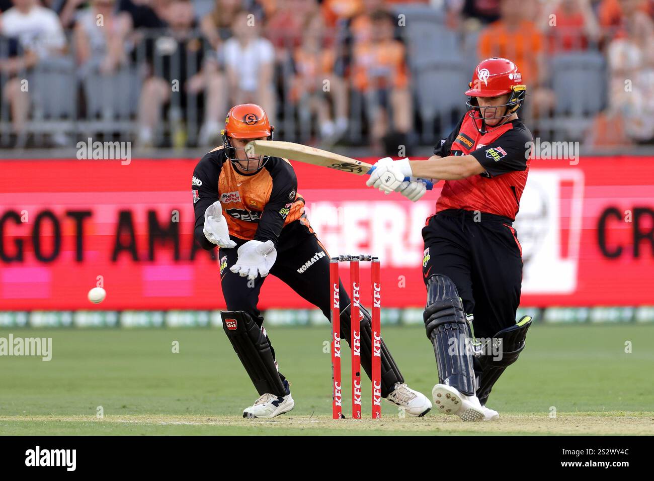 Perth, Australia. 07th Jan, 2025. Marcus Harris of the Renegades bats ...