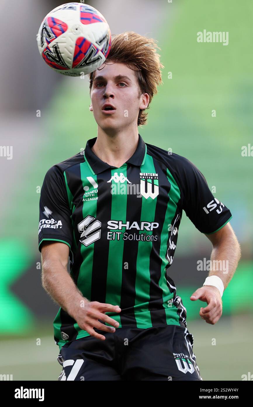 Melbourne, Australia. 07th Jan, 2025. Luke Vickery of Western United FC ...