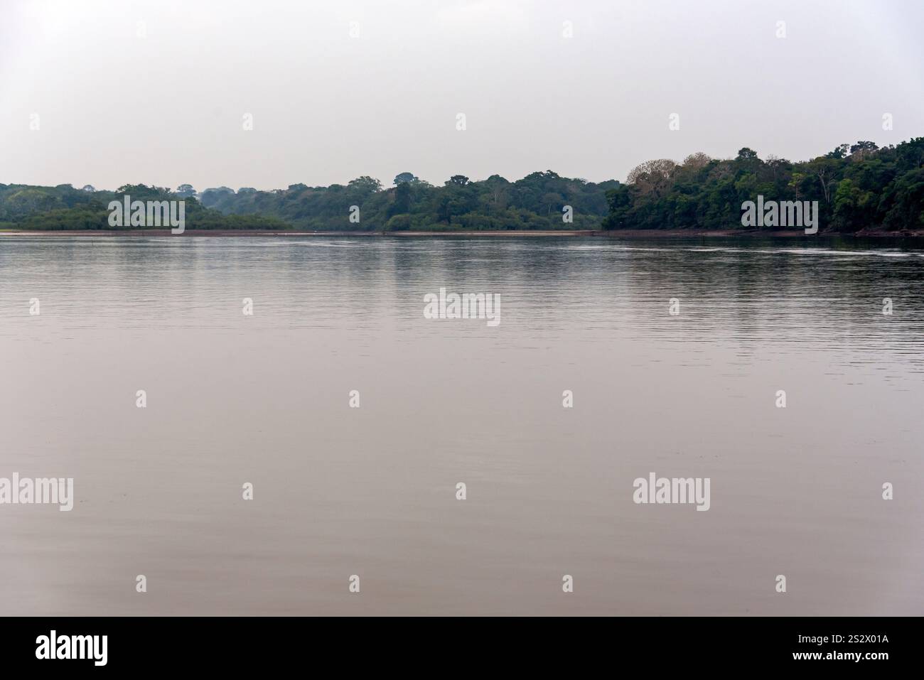 Tarapoto river and lake that flows into Amazonas River. Nariño Port ...