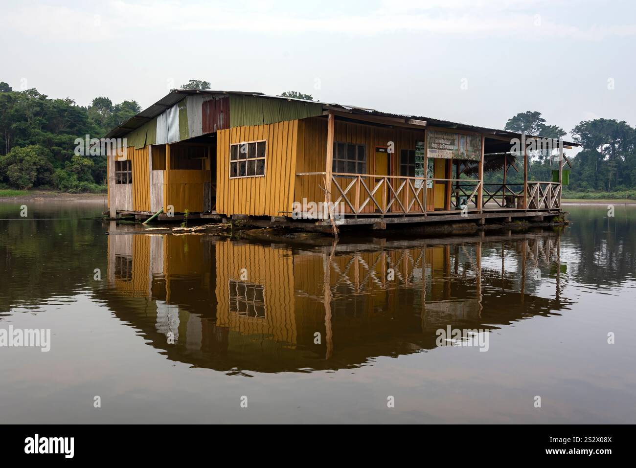 Tarapoto river and lake that flows into Amazonas River. Nariño Port ...