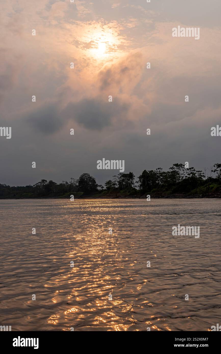 Sunset at Amazonas River. Puerto Nariño, Amazonas River, Colombia Stock ...