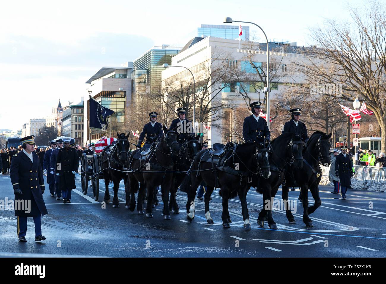 The United States Army's Caisson Detachment carries the casket of Jimmy ...