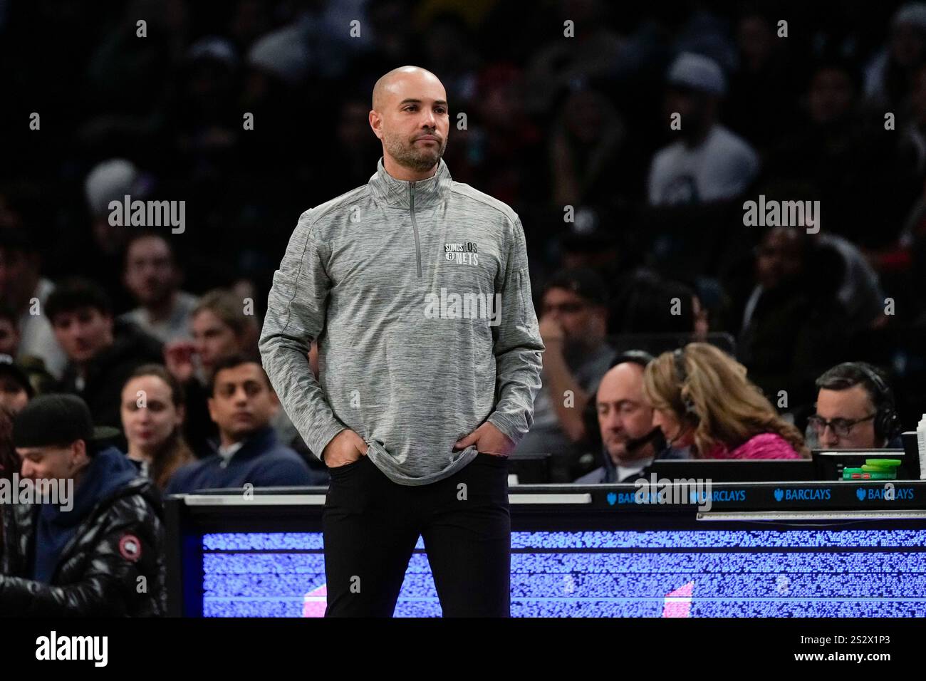 Brooklyn Nets head coach Jordi Fernandez during the first half of an ...