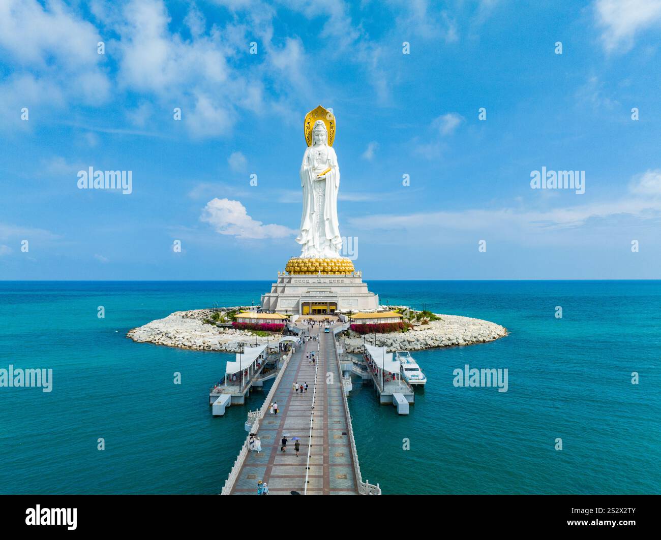 Aerial photography of the beautiful scenery of Nanshan Guanyin in Sanya ...