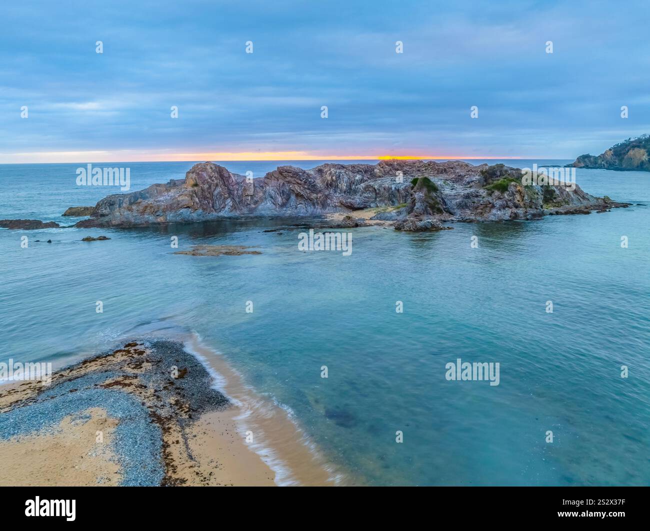 Daytime aerial seascape at Guerilla Bay on the South Coast of NSW ...