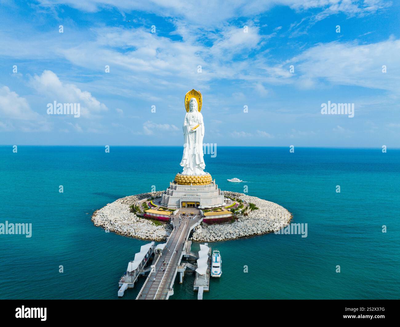 Aerial photography of the beautiful scenery of Nanshan Guanyin in Sanya ...