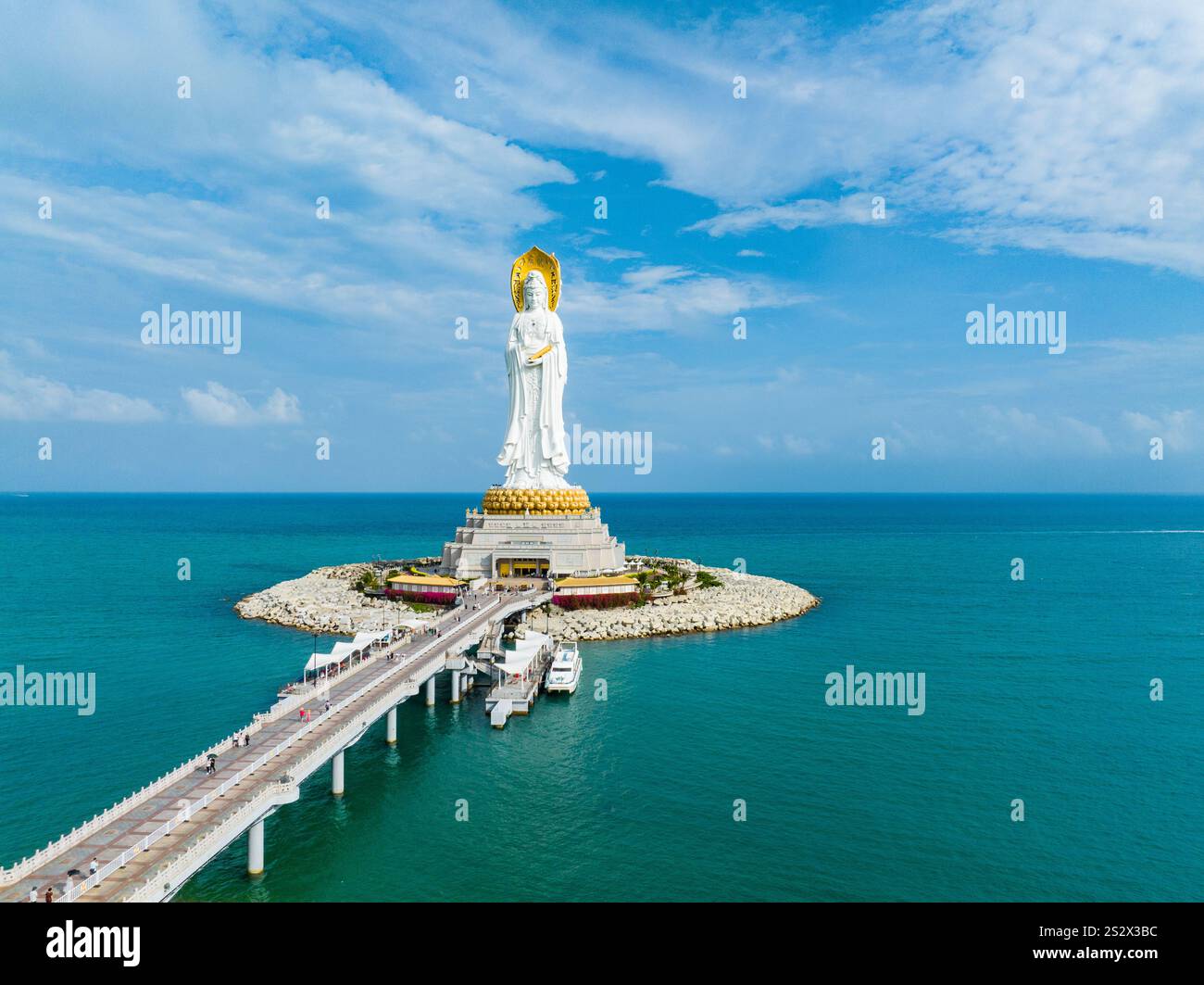 Aerial photography of the beautiful scenery of Nanshan Guanyin in Sanya ...
