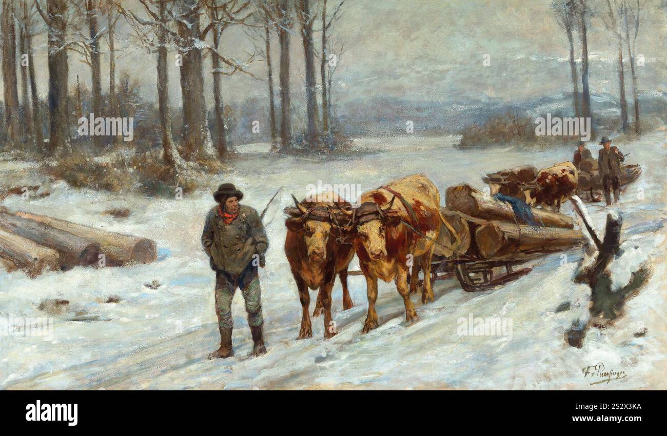 Franz Xaver von Pausinger Holzarbeit im Winter Stock Photo - Alamy