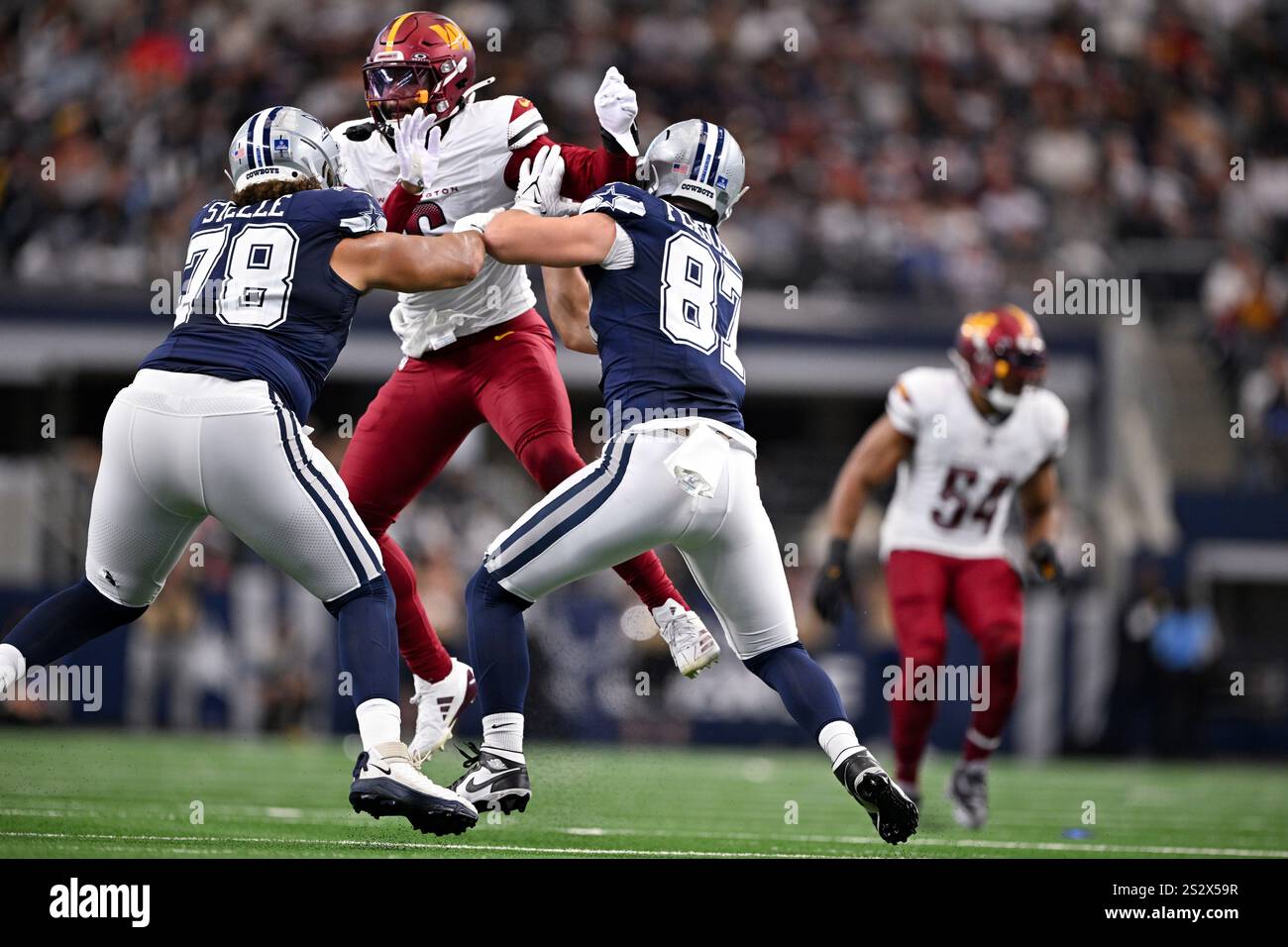 Dallas Cowboys offensive tackle Terence Steele (78) and tight end Jake ...