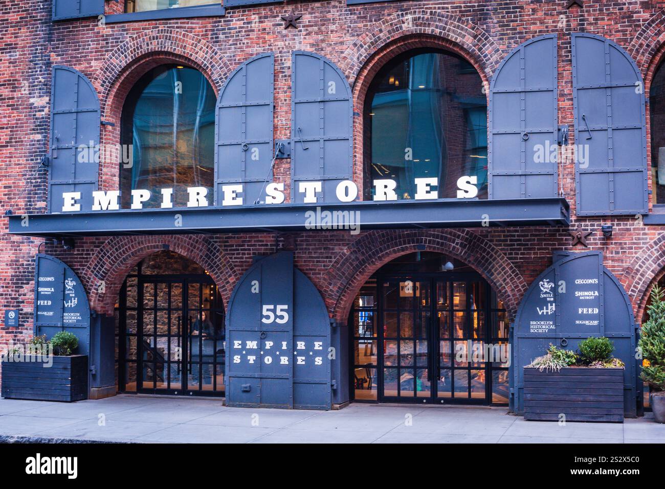 Brooklyn, NY USA - January 27, 2018: Front exterior of Empire Stores, a ...