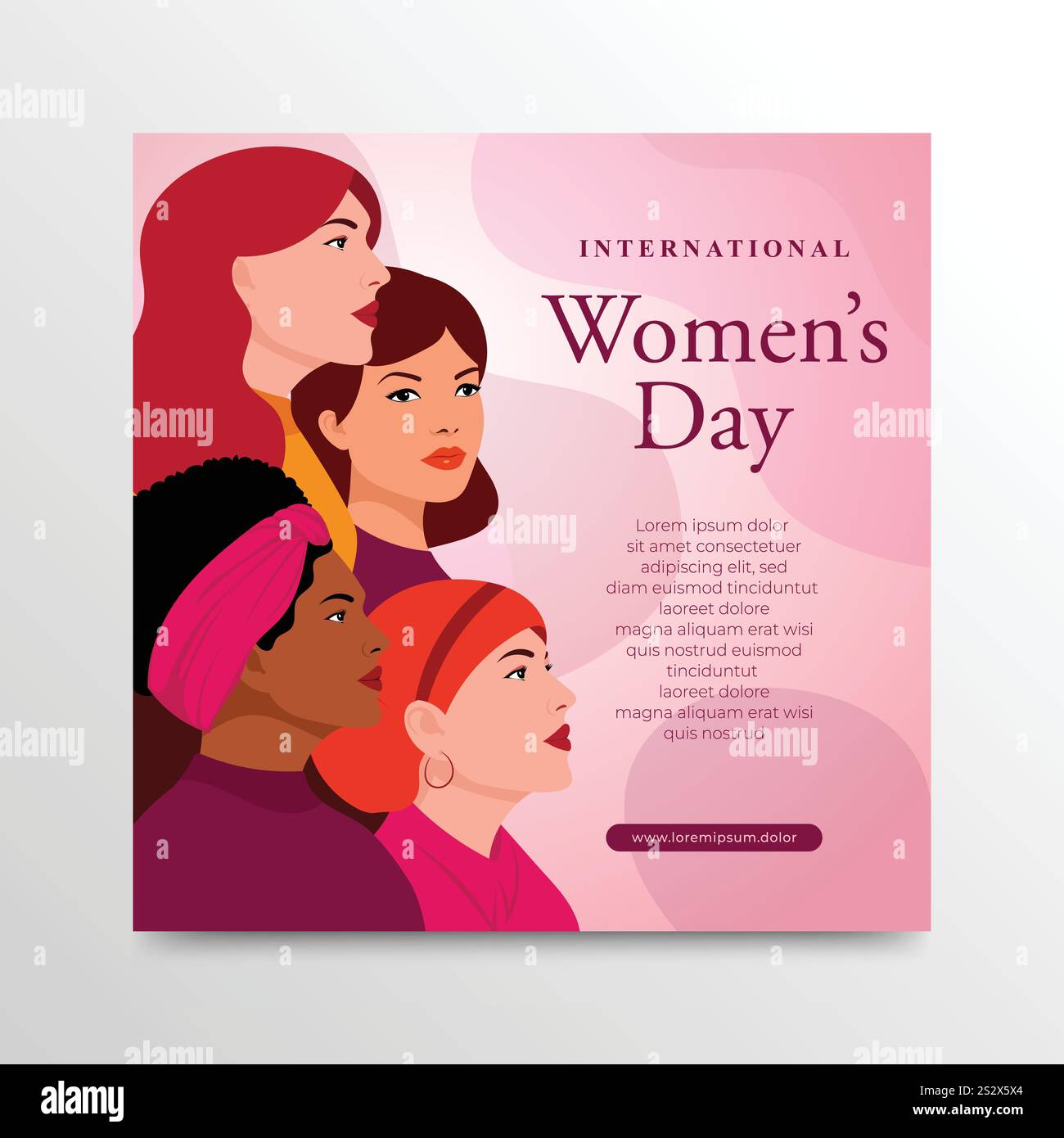 Diverse Female Figures, A Modern Flat Vector Banner for International ...