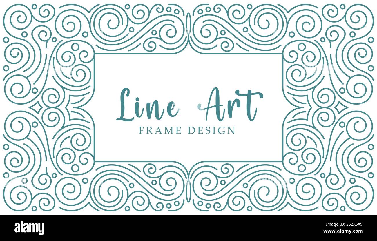 Elegant Line Art Frame Design, Flourish ornate calligraphic ...