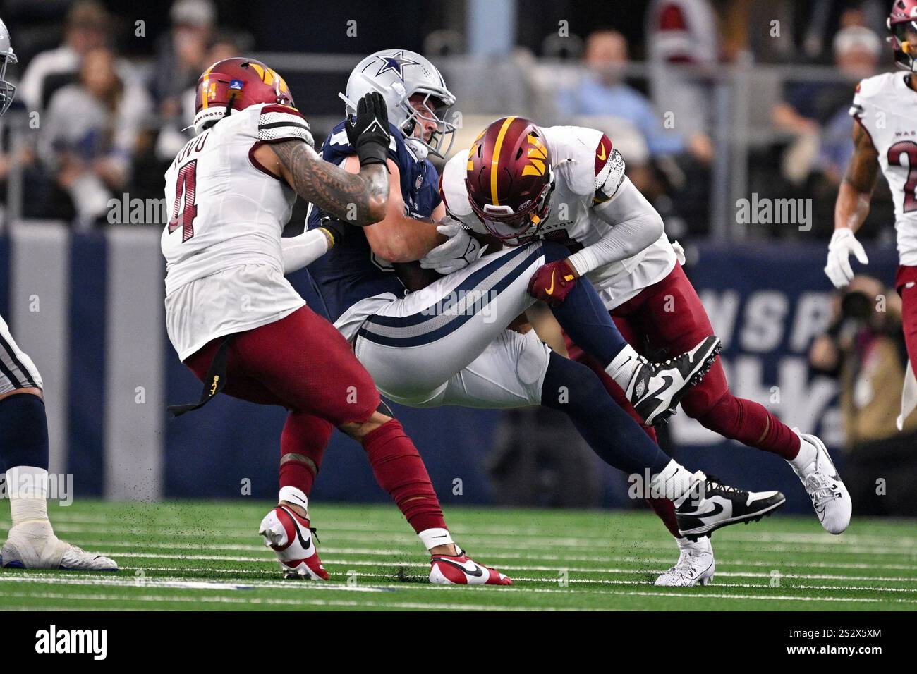 Dallas Cowboys tight end Jake Ferguson (87) is tackled by Washington ...