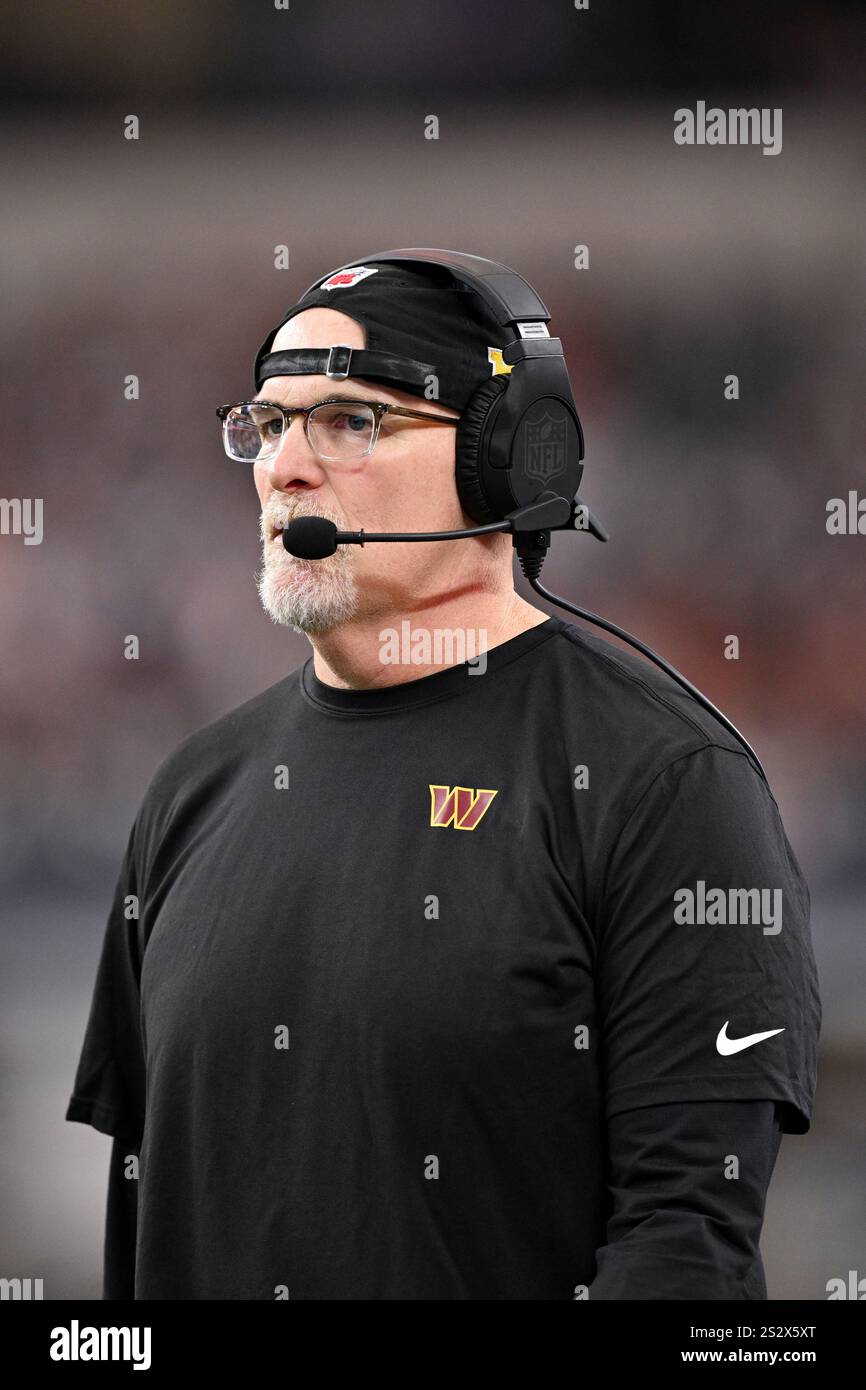 Washington Commanders head coach Dan Quinn looks on from the sidelines ...