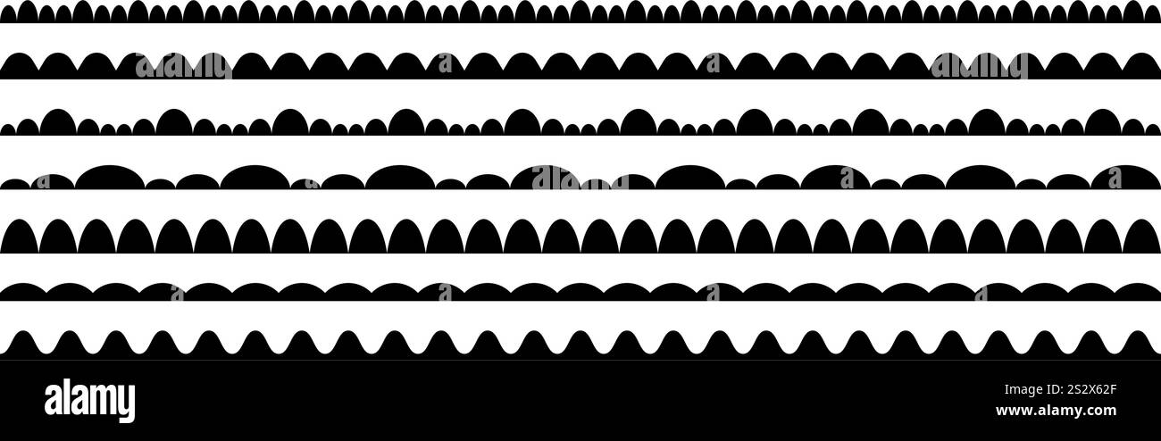 Wavy repeating pattern borders collection. Scallop shape frames set for ...