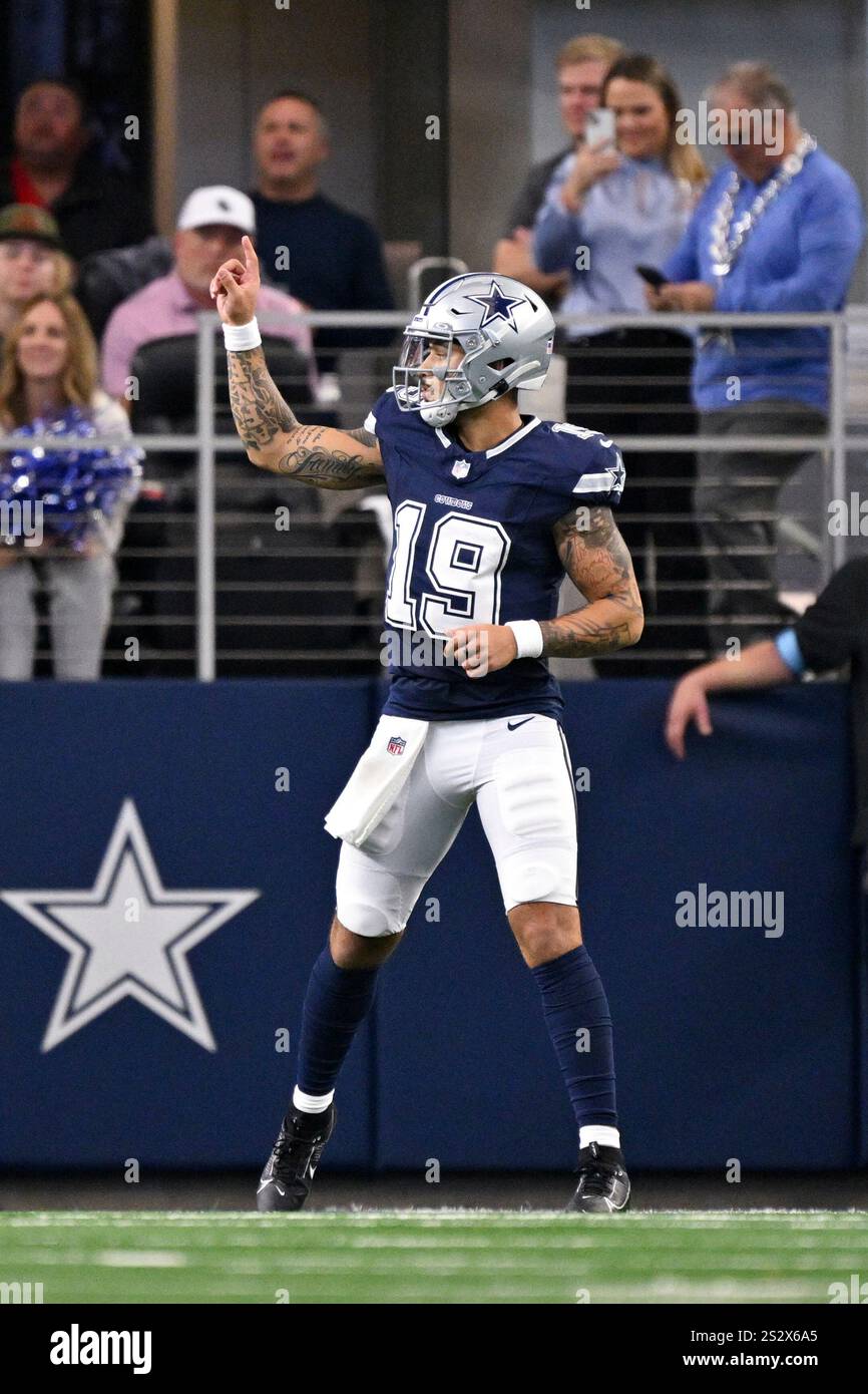 Dallas Cowboys quarterback Trey Lance (19) celebrates during an NFL ...