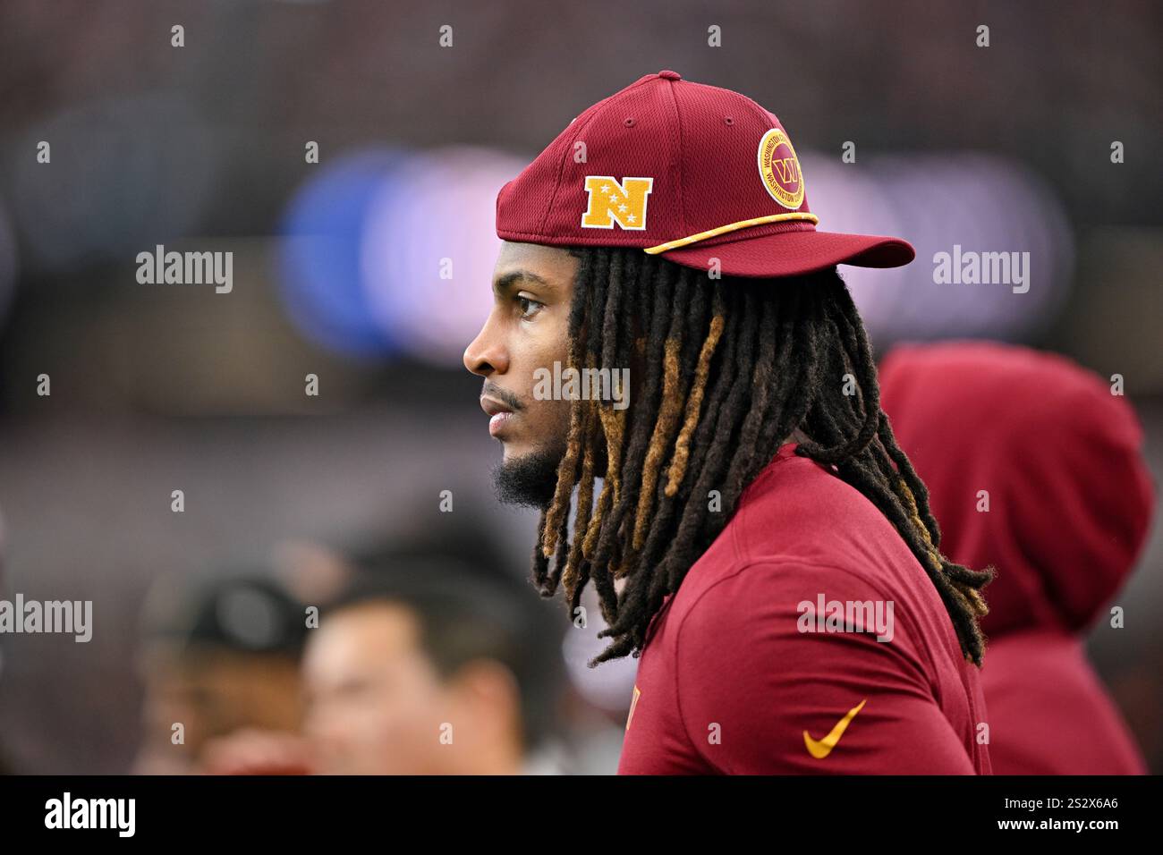 Washington Commanders wide receiver Noah Brown looks on from the ...