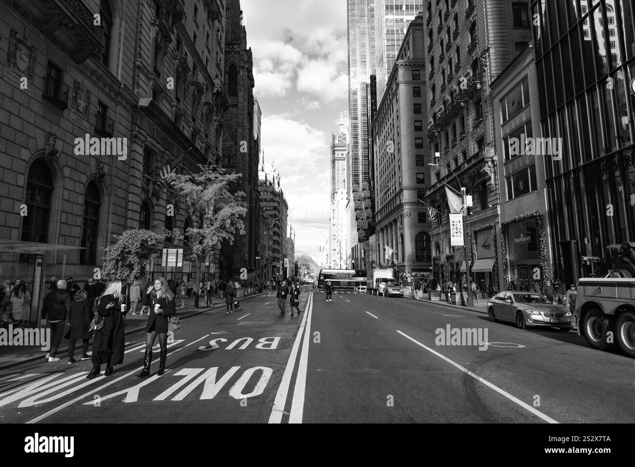 New York City, USA - November 11, 2023: New York street road with line ...