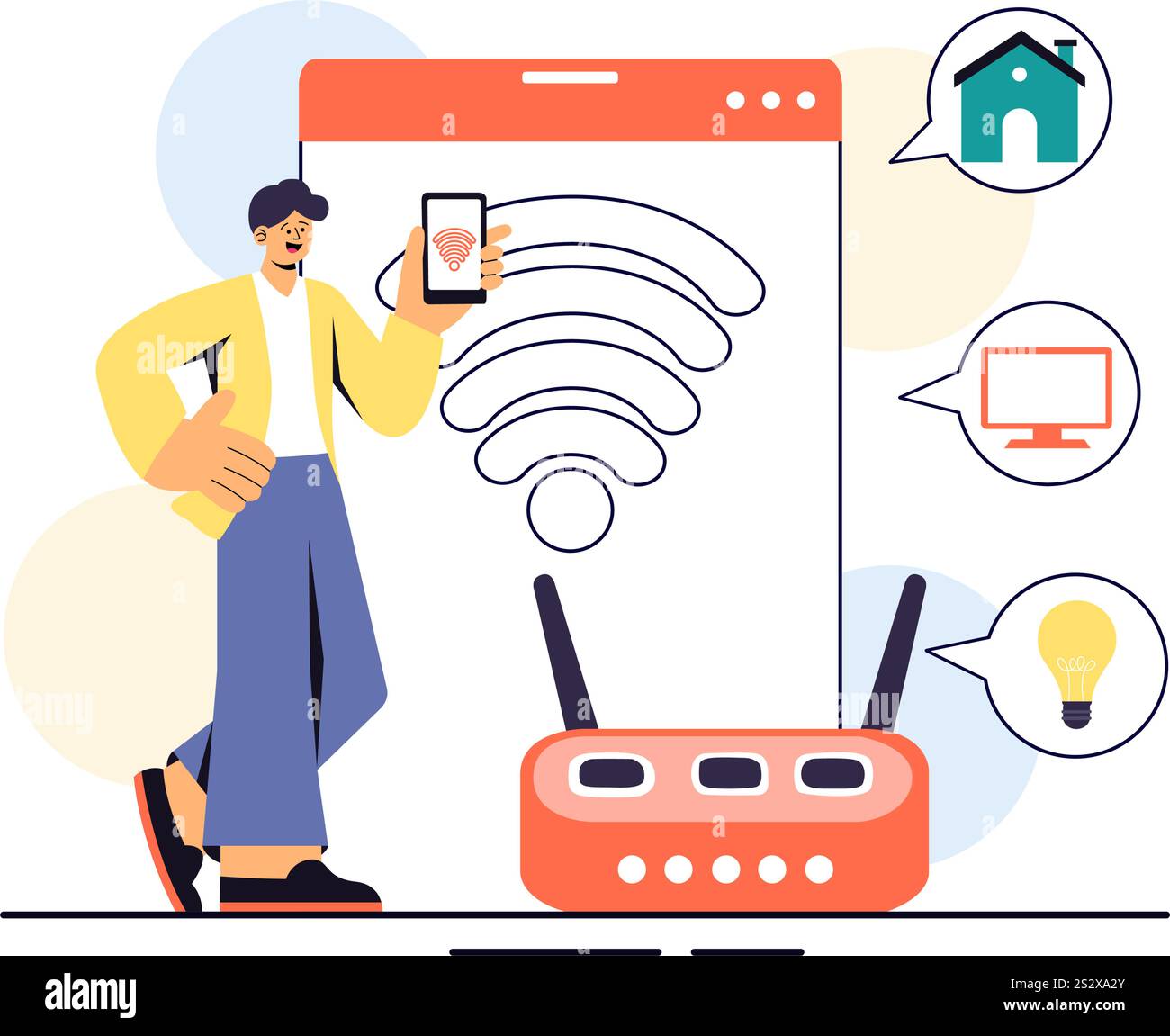 Internet of Things IoT Vector Illustration featuring Technology, Smart ...