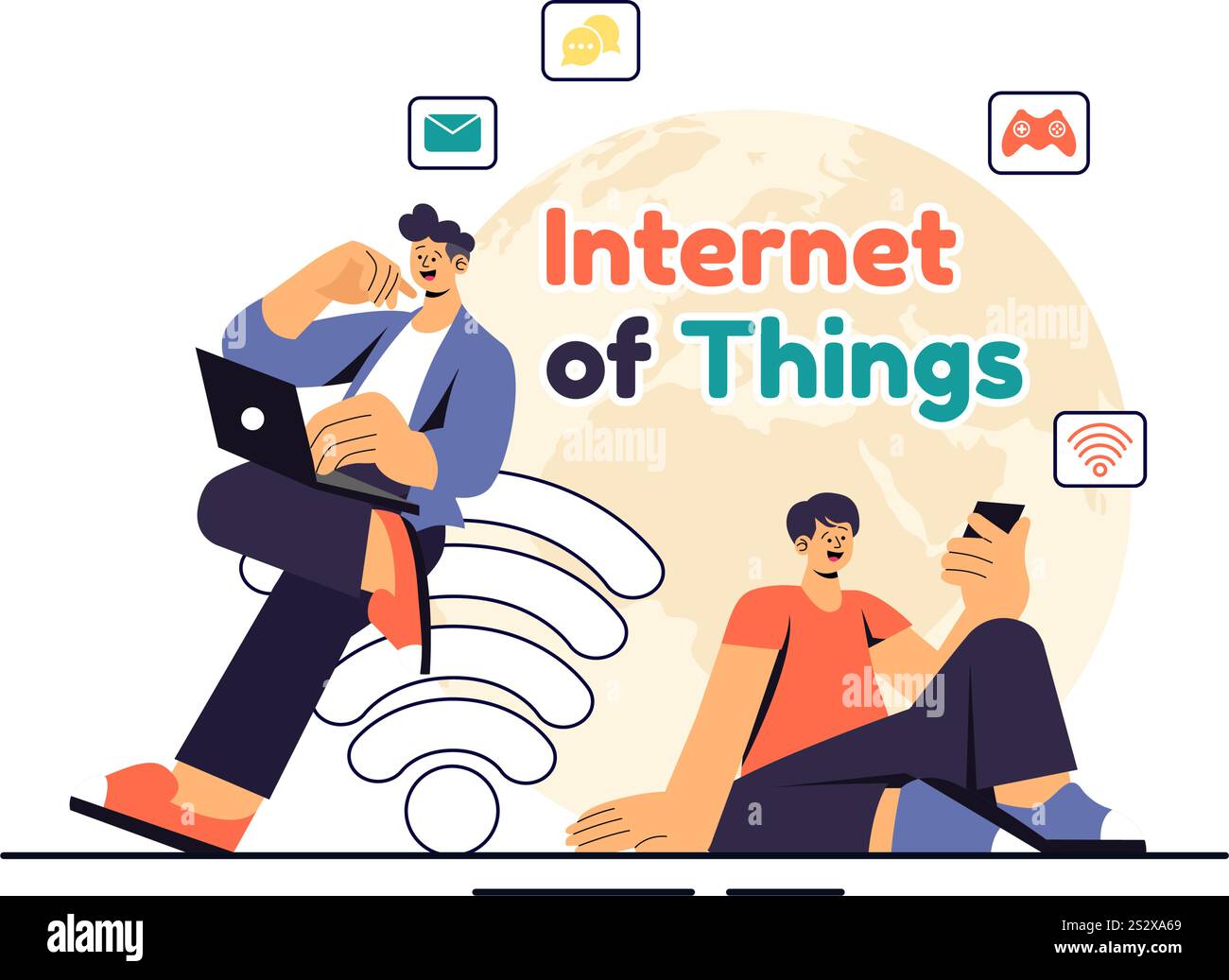 Internet of Things IoT Vector Illustration featuring Technology, Smart ...