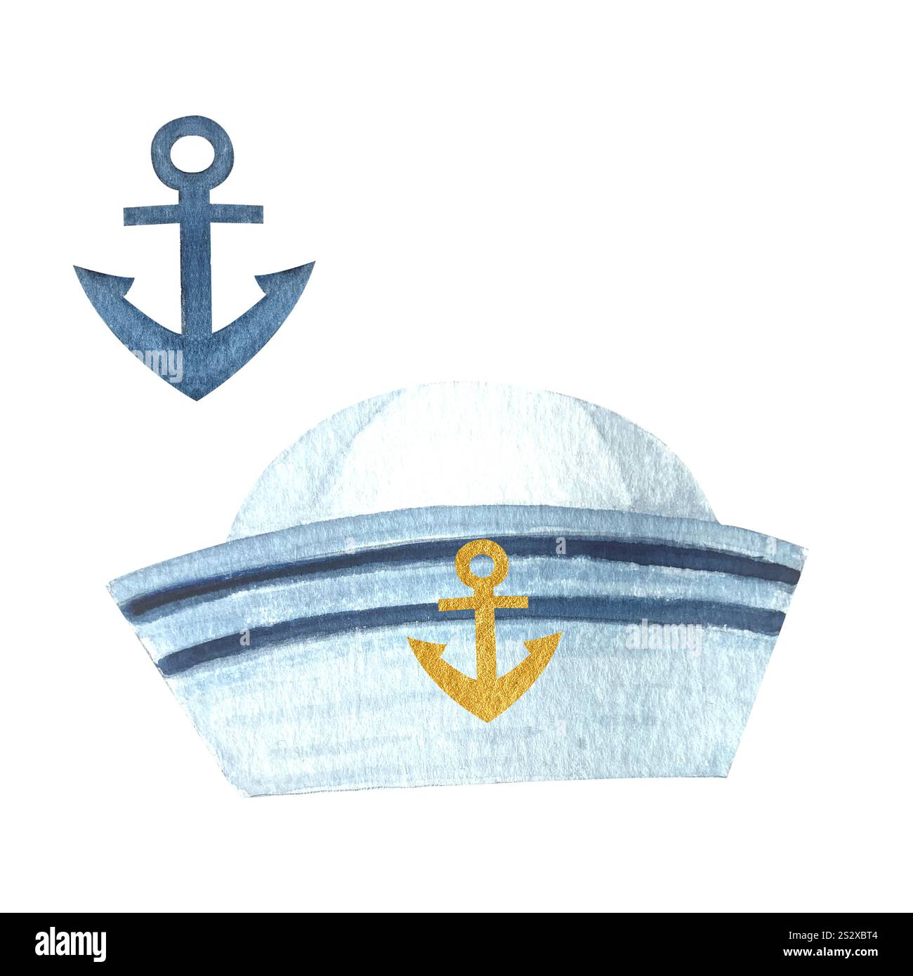 Tarpaulin, sailor hat, anchor watercolor hand painted illustration set ...