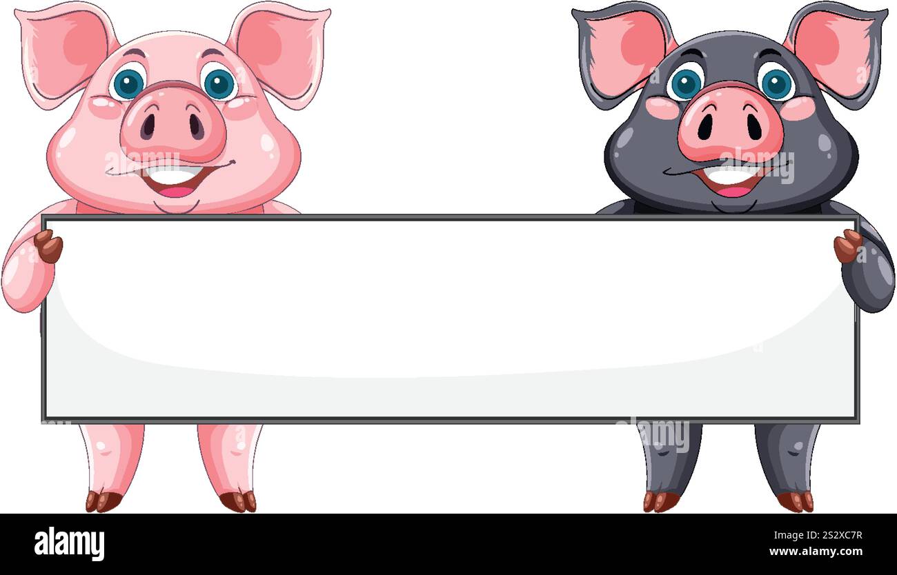 Two cartoon pigs with a blank sign Stock Vector Image & Art - Alamy