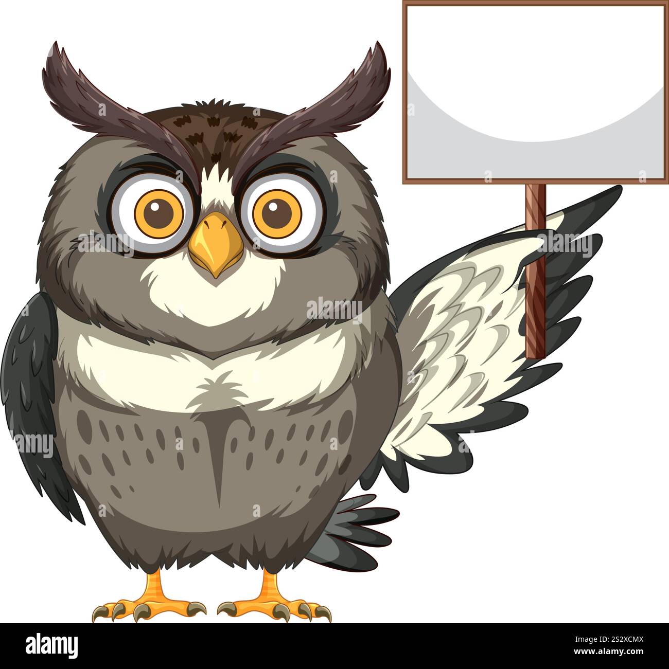 Cartoon owl with a blank wooden sign Stock Vector Image & Art - Alamy