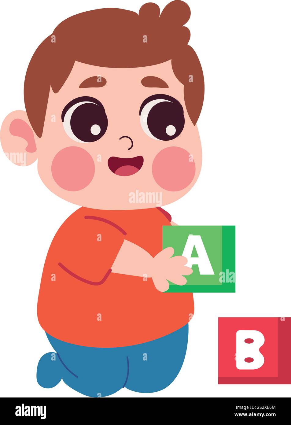 Kid boy playing block Cut Out Stock Images & Pictures - Alamy