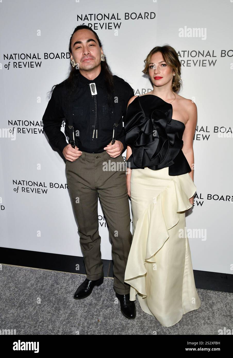 Julian Brave Noisecat, left, and Emily Kassie attend the National Board ...