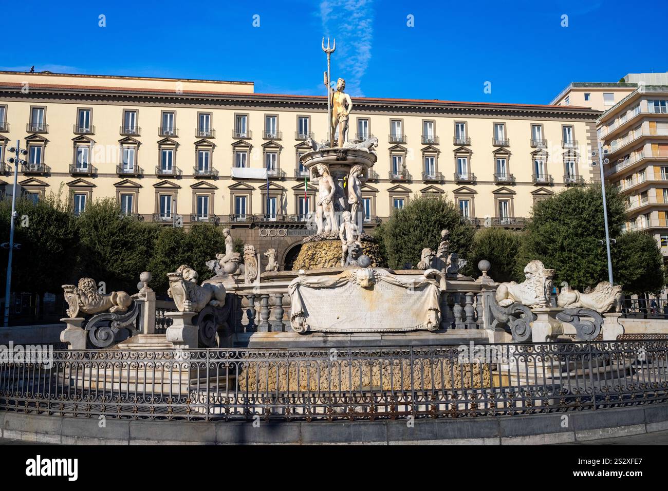 Naples tourist triton fountain hi-res stock photography and images - Alamy