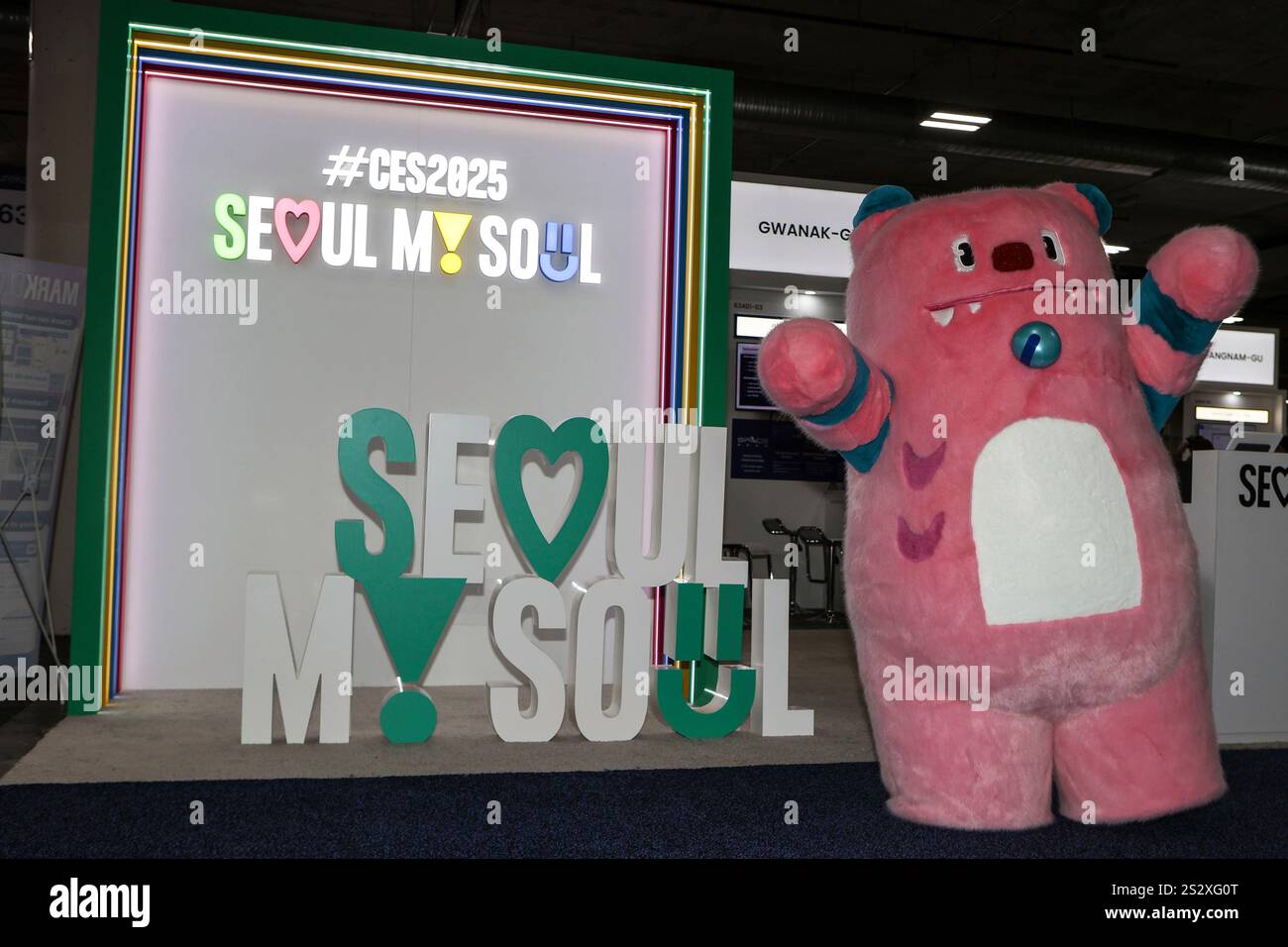 January 7, 2025: A mascot poses for a photo during the Consumer ...