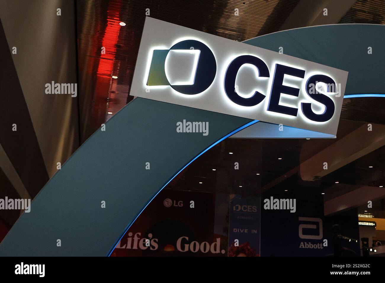 January 7, 2025: A CES logo on display during the Consumer Electronics ...