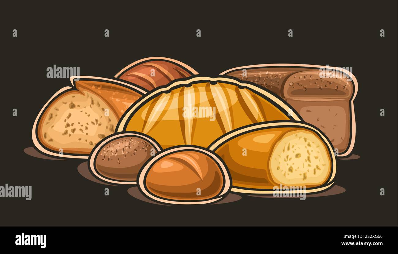 Vector logo for Fresh Bakery, horizontal poster with cartoon design ...