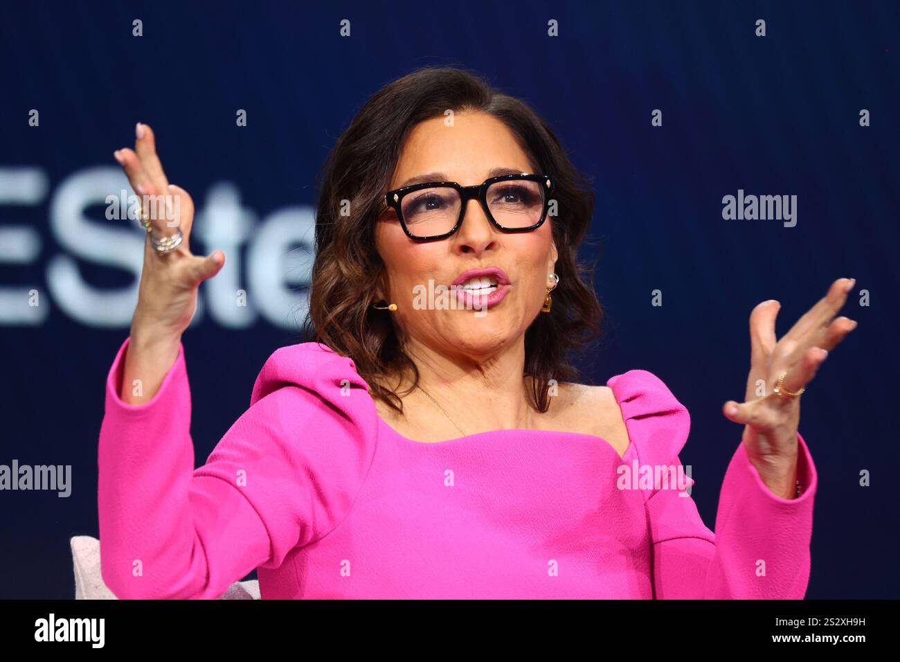 Linda Yaccarino, CEO of X Corp, speaks during a Keynote at the 2025 ...